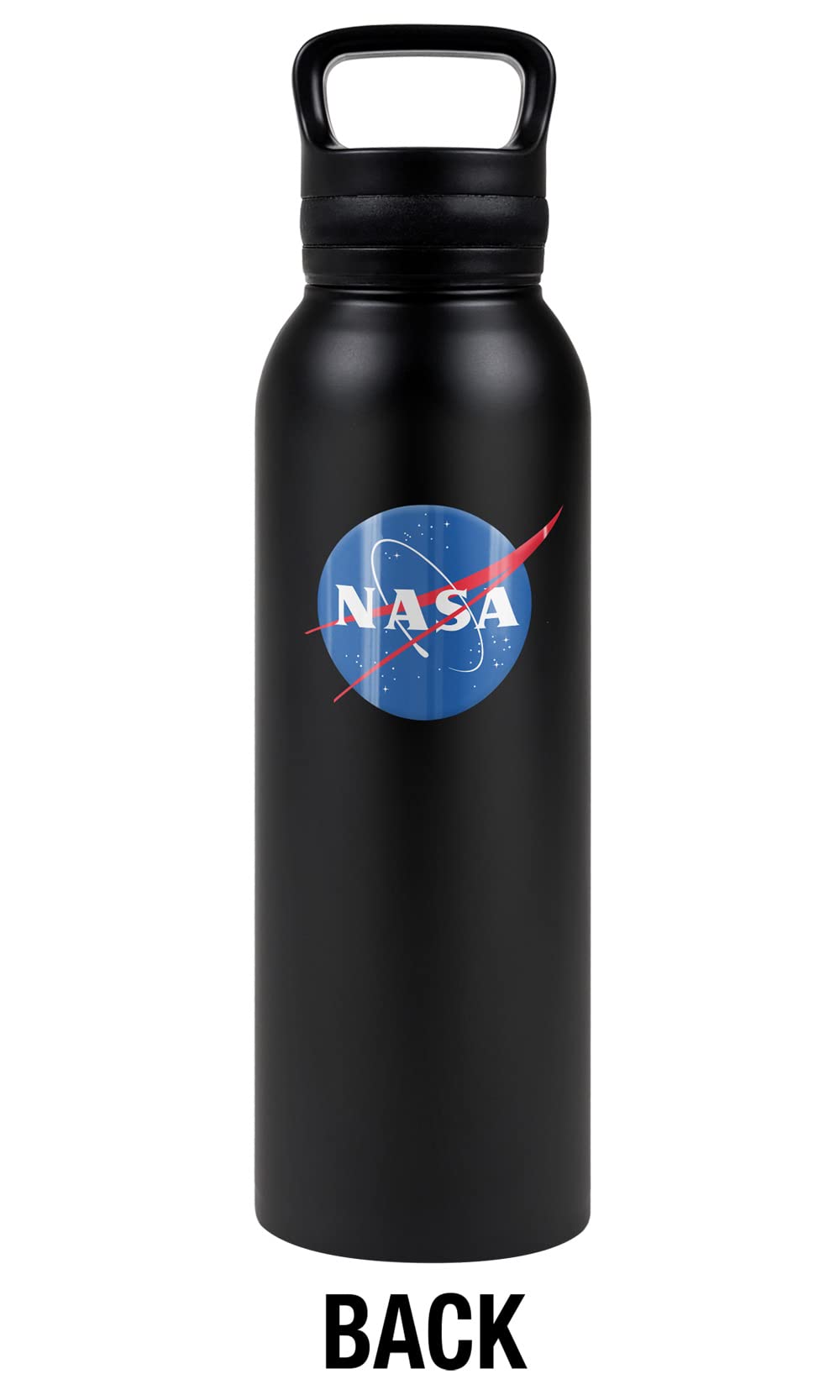Nasa OFFICIAL Meatball Logo 24 oz Insulated Canteen Water Bottle, Leak Resistant, Vacuum Insulated Stainless Steel with Loop Cap, Black