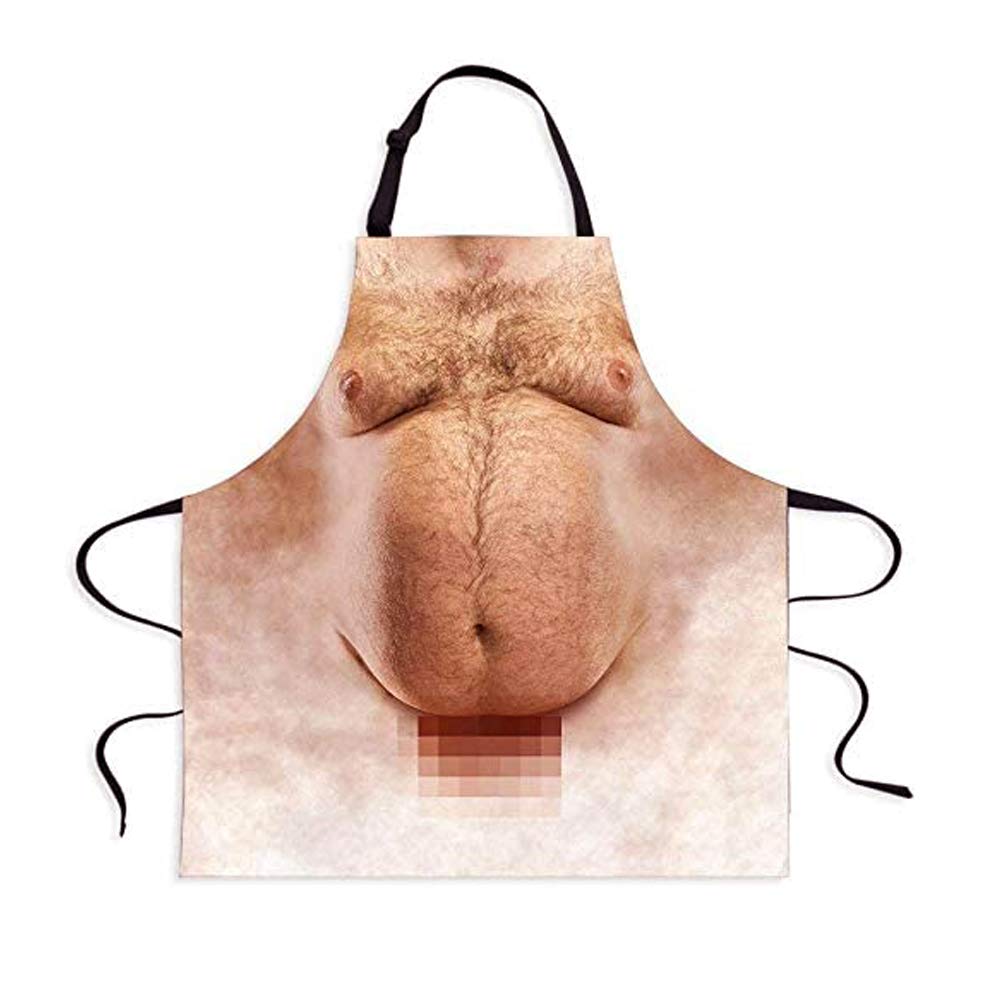Nonebranded Funny Aprons for Men Adjustable Bib BBQ Cooking Kitchen Grilling Belly Aprons Gag Gifts for Christmas, White Elephant Gift Exchange