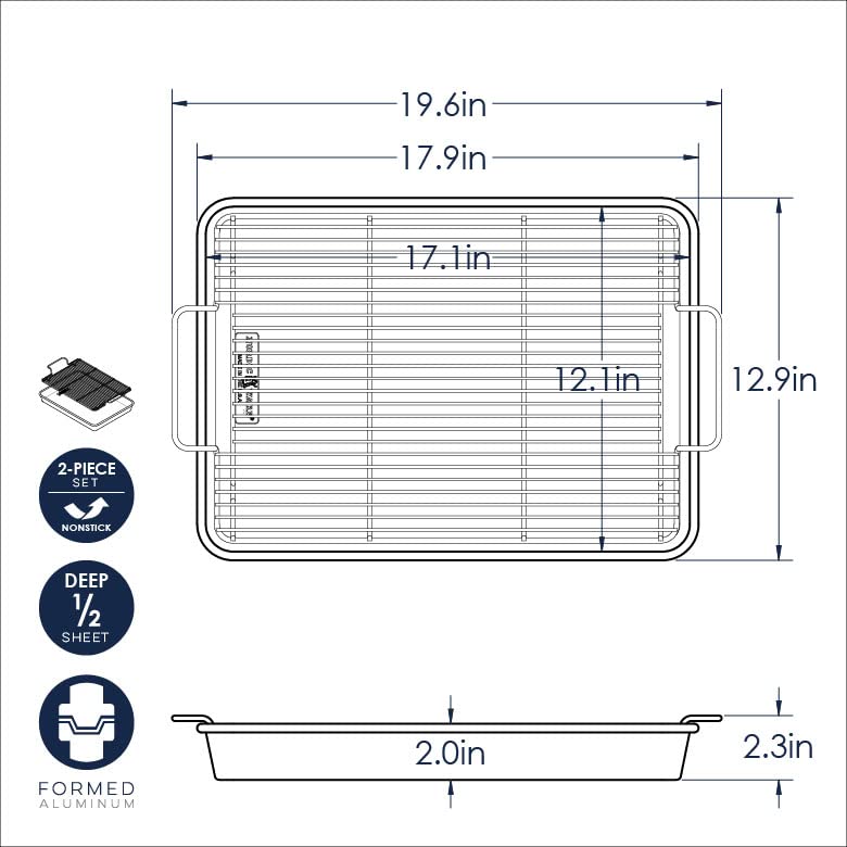 Nordic Ware High-Sided Oven Crisp Baking Tray Nonstick Bakeware, Half Sheet