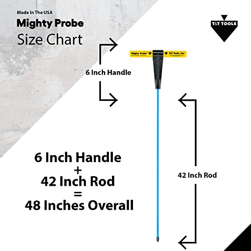 T&T Tools Mighty Probe Insulated Metal Soil Probe - Probing Rod, T-Handle Steel Rods, Landscaping Tools (1, 48-Inch Long Overall w/ 3/8" Metal Round Rod)