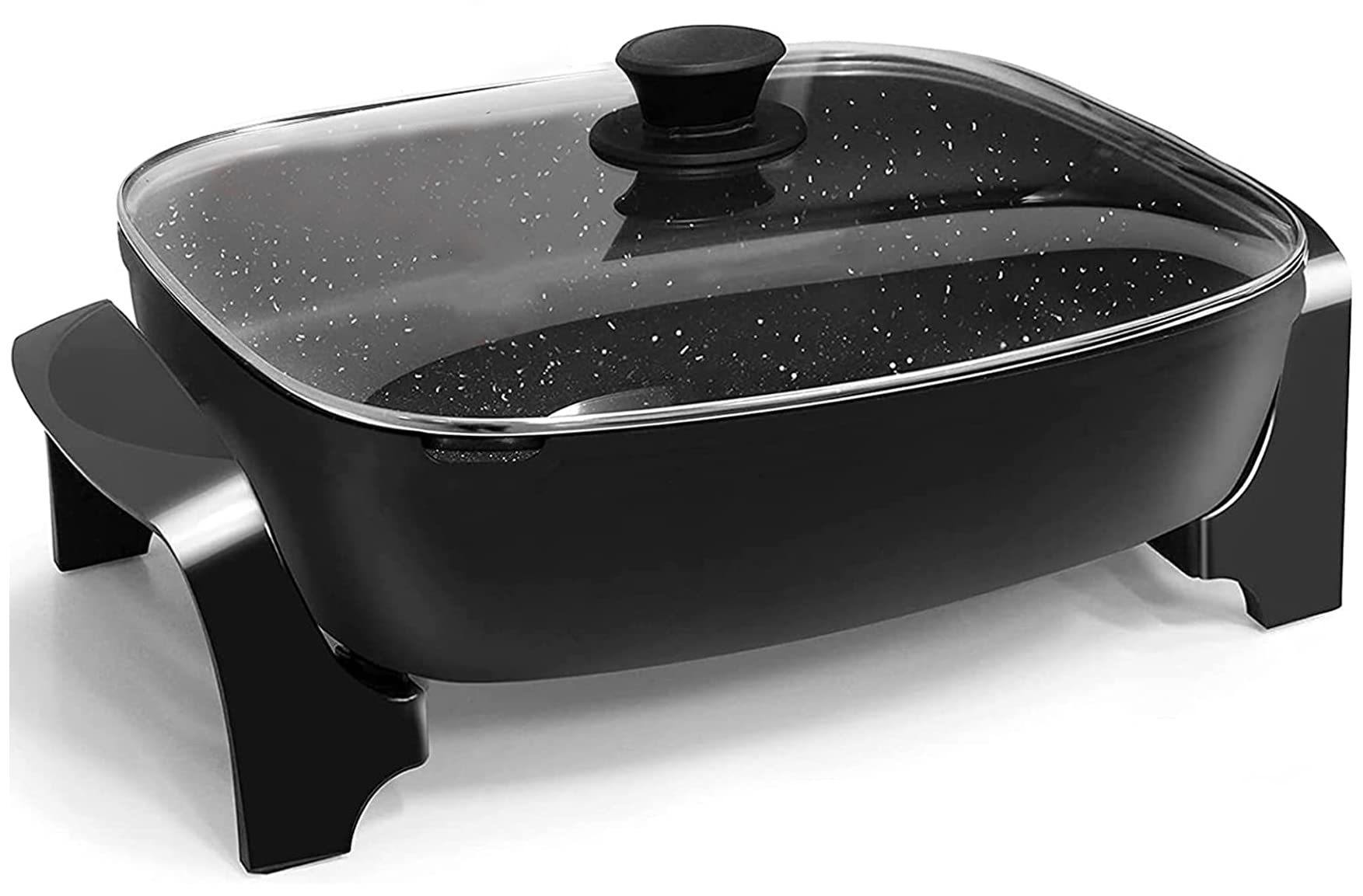 Nonstick Extra Deep Electric Skillet - with Glass Vented Lid, Adjustable Temperature, Serves 6 to 8 people (10.5Qt.)