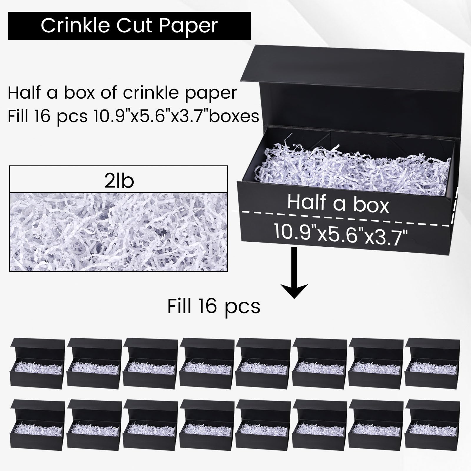 VGOODALL 2LB Crinkle Cut Paper, Black Shredded Confetti Paper for Gift Basket Filling Halloween Christmas Birthday Party Gift Box Wrapping Stuffing Supplies