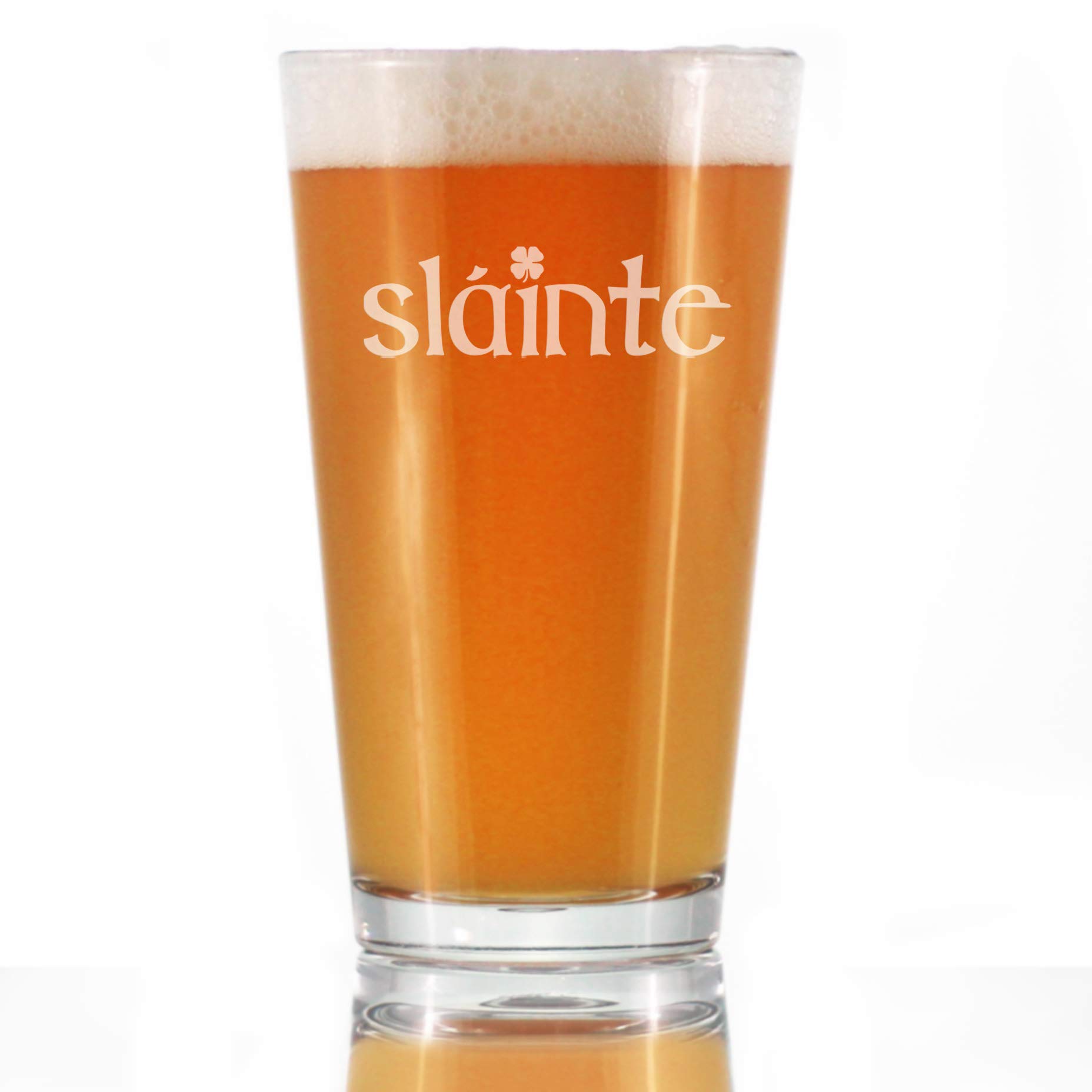Slainte Irish Cheers - Pint Glass - Fun St Patricks Day Party Decor or Gifts - 16 Ounce