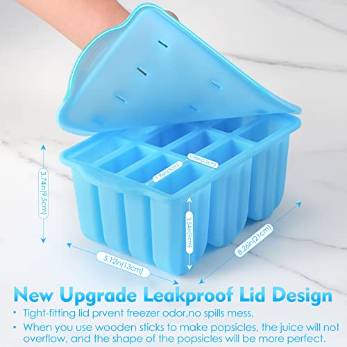 Popsicle Molds Silicone BPA-free,12 Pieces Popsicle Trays for Freezer,Homemade Ice Cream Popsicle Molds,Large Ice Pop Maker Set,Reusable Ice Lolly Mould with 100PCS Popsicle Sticks
