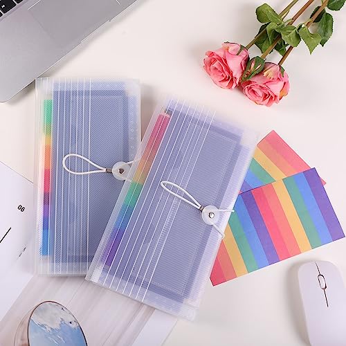 SKYDUE Receipt Coupon Organizer Holder, 13 Pockets Small Accordion File Organizer, Mini Expanding File Folder for Receipts,Car Documents and Coupons. 10 * 5.5 Inches (Pack of 2)