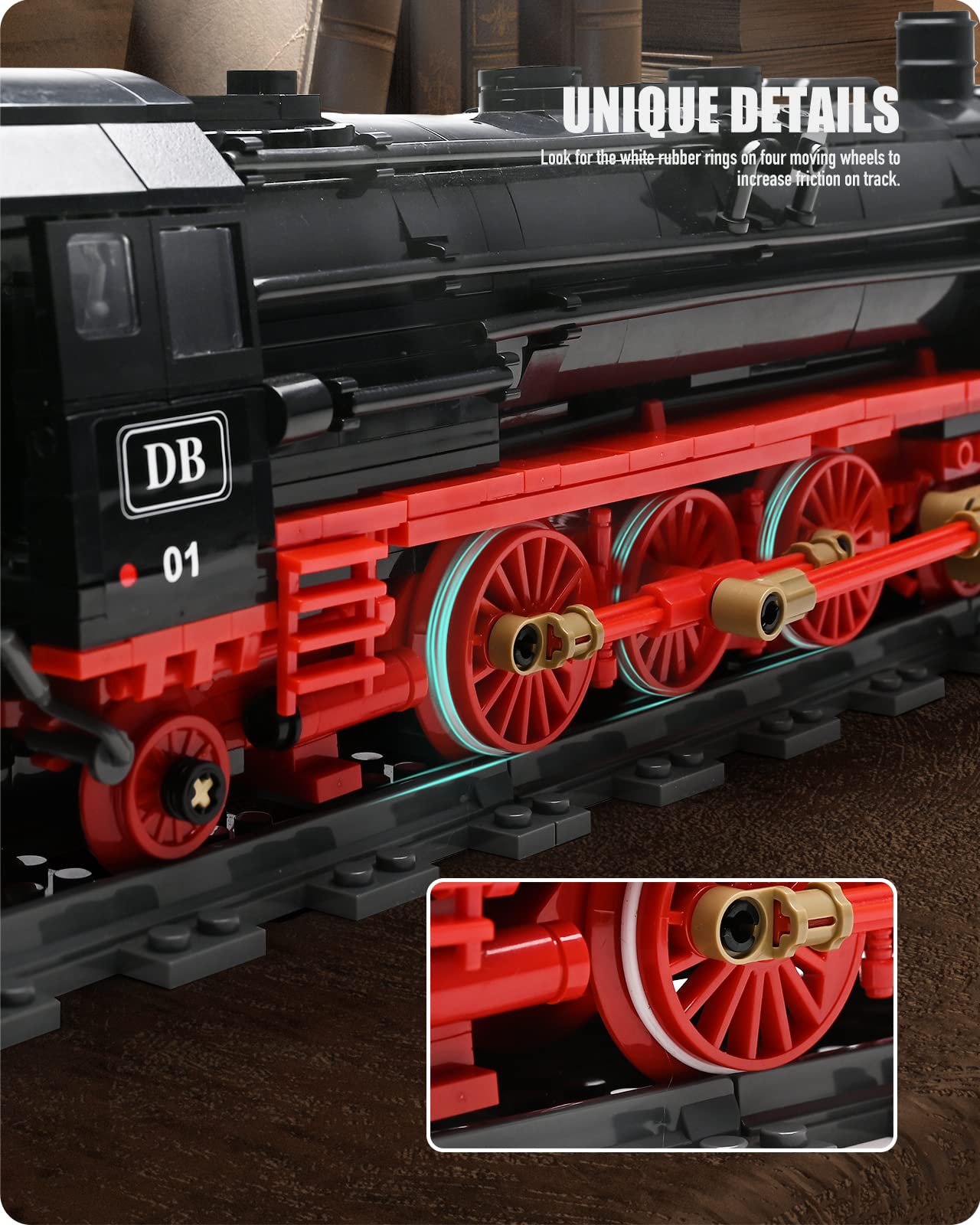 Nifeliz BR01 Steam Train Building Kit and Engineering Toy, Collectible Steam Locomotive Display Set, Train Set with Train Tracks, Top Present for Train Lovers (1173 PCS)