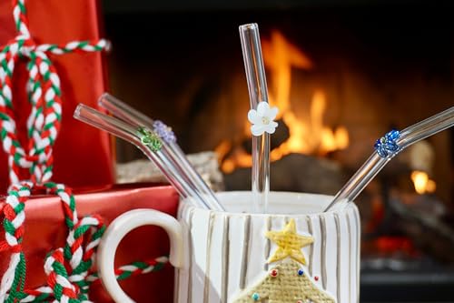 Reusable Glass Straws | 8.2'' X 8mm with Cleaning Brush | Perfect for Smoothies, Milkshakes, Juices ,Teas and Other Cold/Hot Beverages