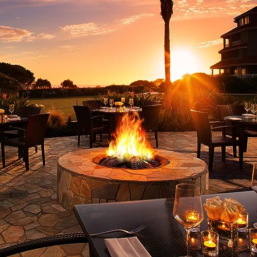 YAZEKY 10 PC Ceramic Fireplace Gas Log for Indoor Ventless/Vented, Gas Inserts, Propane, Gel, Ethanol, Electric or Outdoor Fireplaces and Fire Pits, Log Simulation Charcoal Clean Decoration