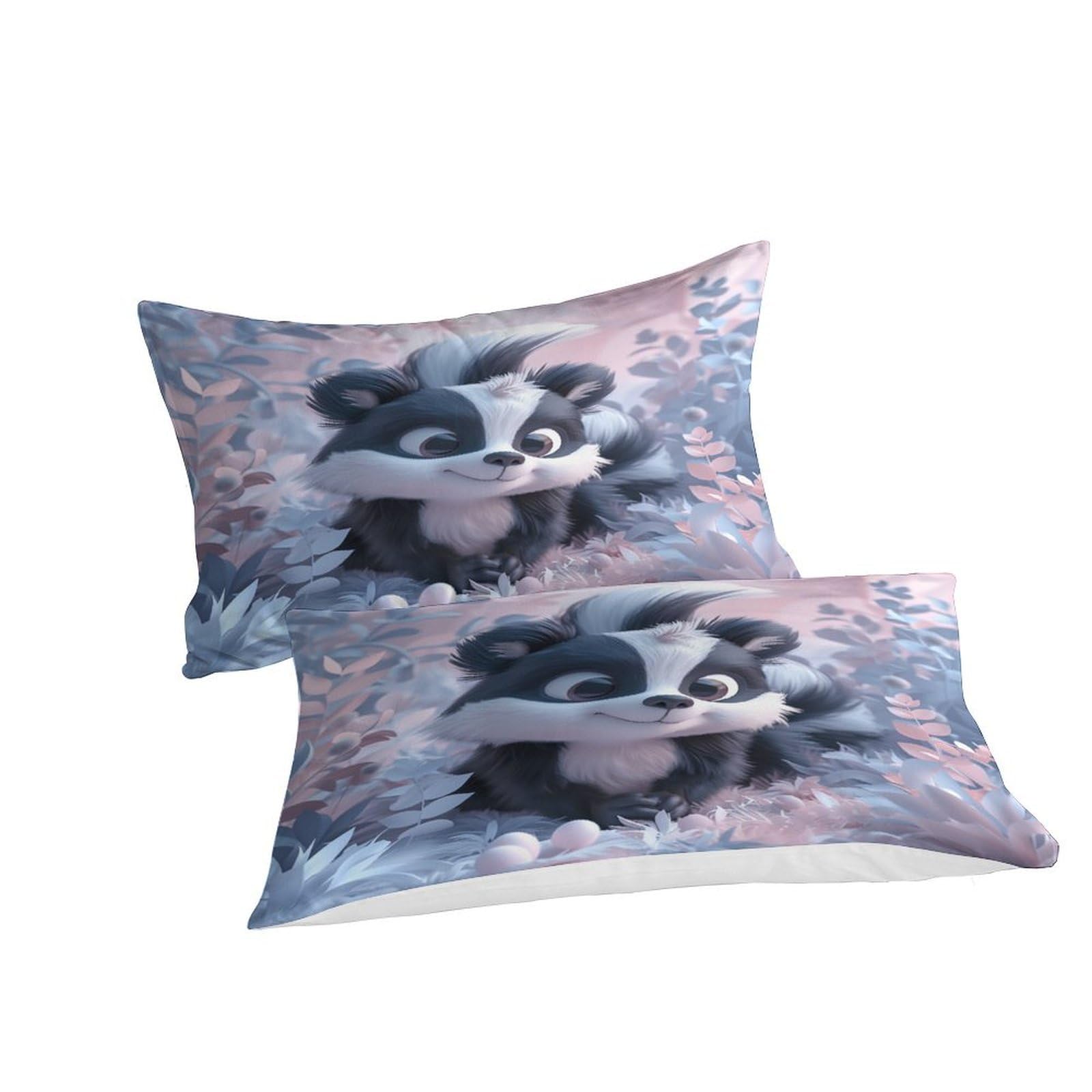 THUBDYEA Skunk Bedding Set 3D PrintedSiberian Sled Dog Quilt Cover Comforter Covers Duvet Cover for Childrens and Adults with Pillowcases Microfiber 3 Pieces with Zipper Closure Queen(228x228cm)