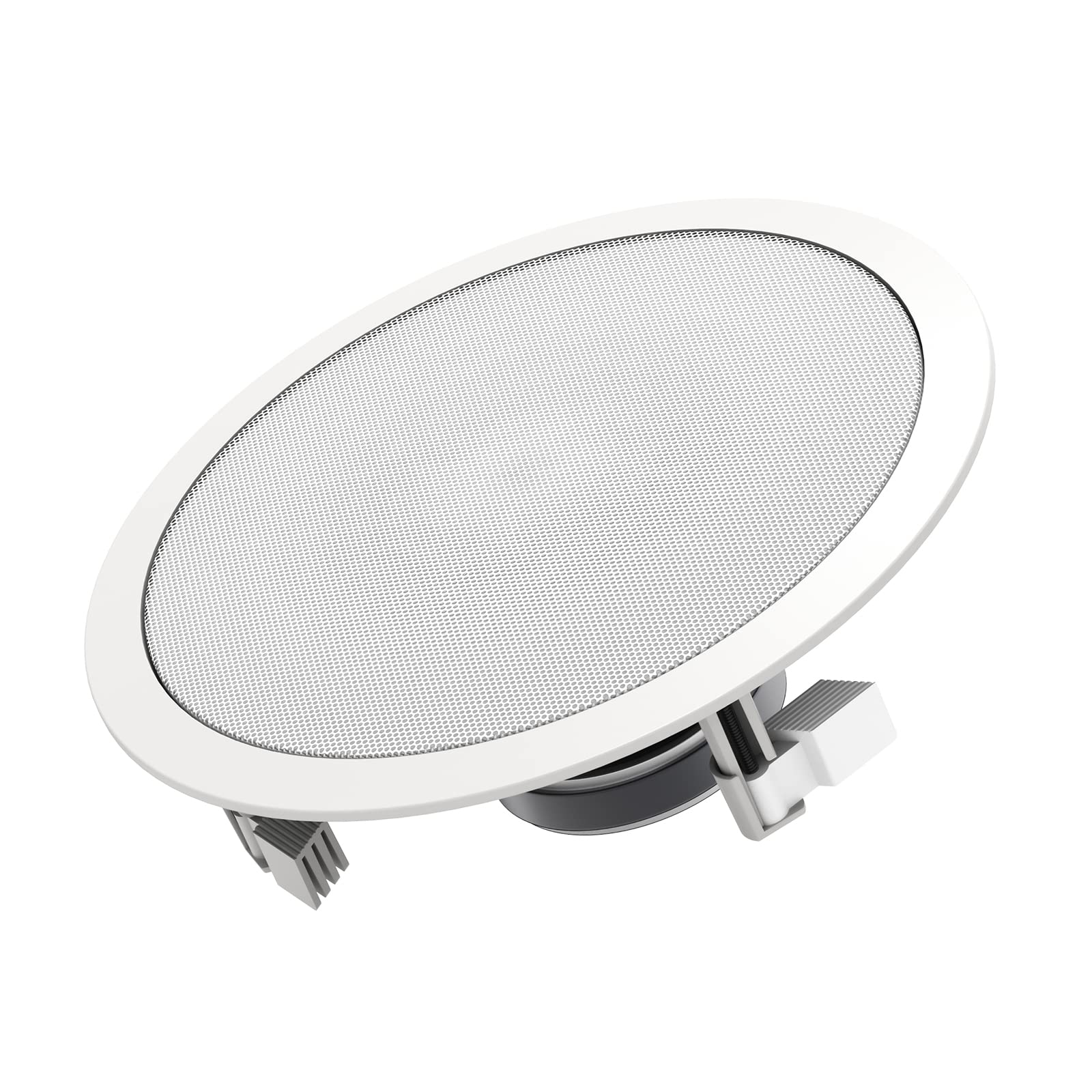 ROCKRIX Audio 3-Way Premium in-Ceiling 8" Round Speaker, Dual 1-inch Silk Dome Tweeters, 9.5 Inch Cutout Diameter, Each, White