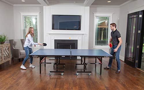 JOOLA Inside - Professional MDF Indoor Table Tennis Table with Quick Clamp Ping Pong Net and Post Set - 10 Minute Easy Assembly - Ping Pong Table with Single Player Playback Mode