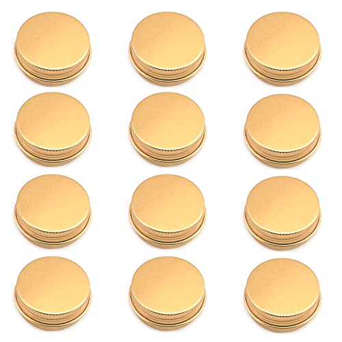 Othmro 12pcs 0.5oz Metal Round Tins Aluminum Tin Cans Containers with Screw Lid, 40 * 18mm(DxH) Gold tin cans for Salve, Spices, Lip Balm, Tea or Candies 15ml
