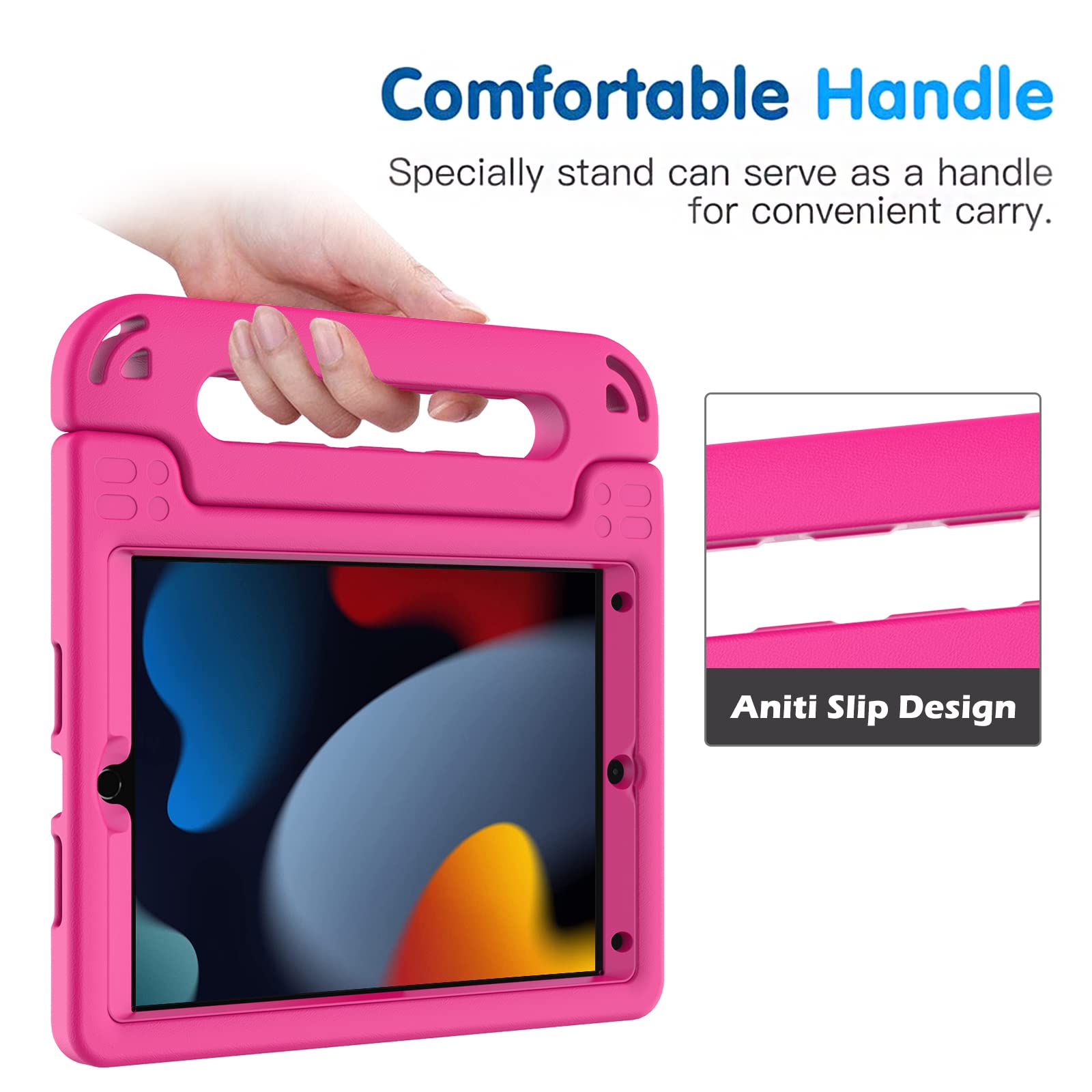 TIRIN iPad 9th/8th/7th Generation Case, iPad 10.2 Kids Case with Built-in Screen Protector, Portable Handle, Convenient Kickstand and Shockproof Cover for iPad 10.2 inch 2021/2020/2019 Model, Blue