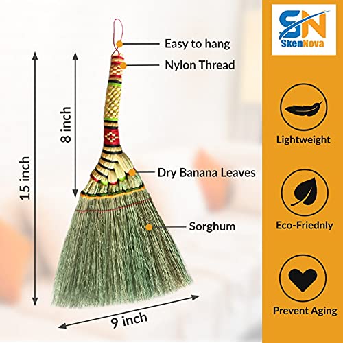 SN SKENNOVA - 16 inch Tall of Hand Broom Brush Whisk Broom Dusting Brush Broom Handmade Cleaning Tools Household