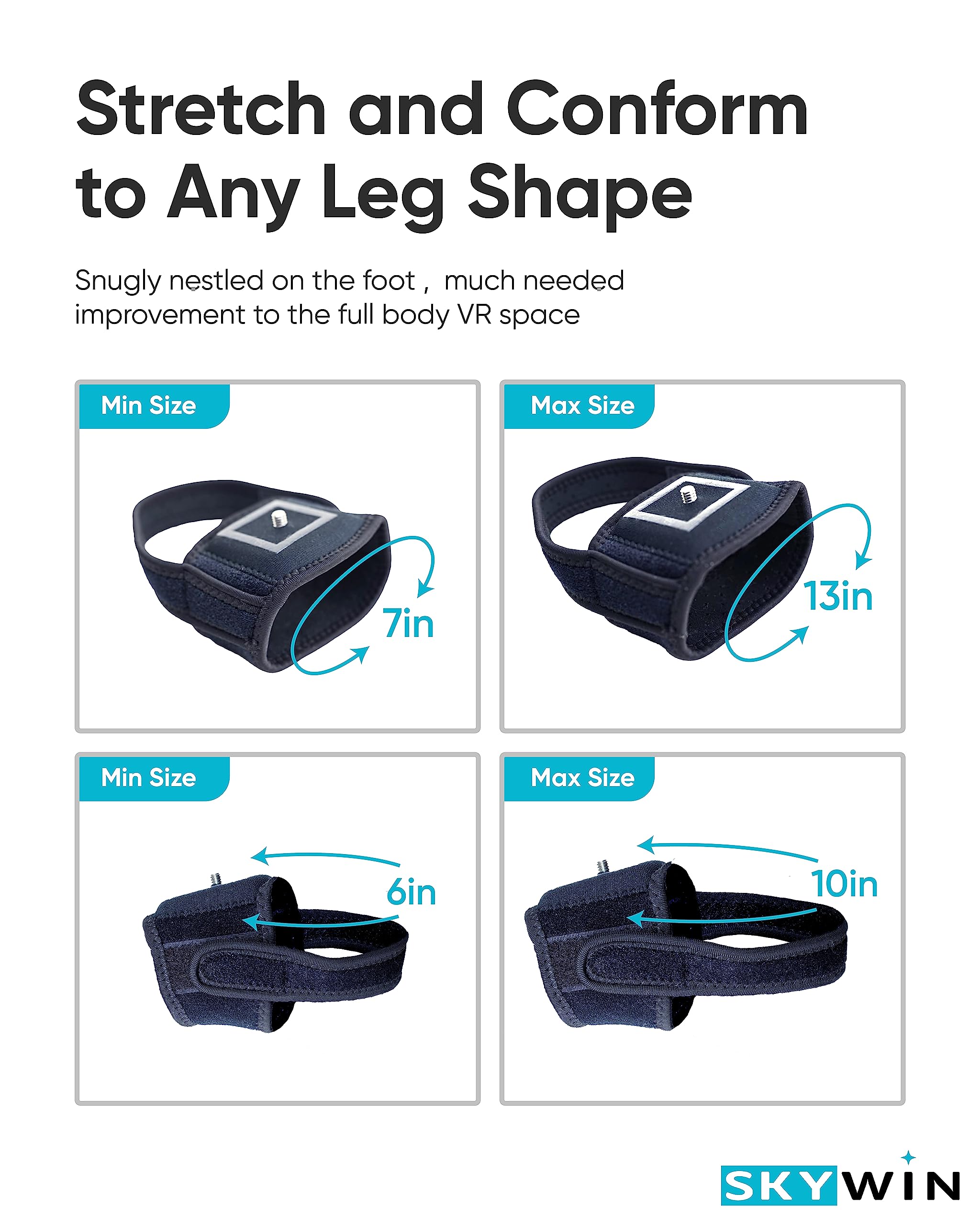 Skywin-VR Tracker Straps for HTC, Vive Tracker Straps -2 Pack, Adjustable Tracker Straps,VR Full Body Tracking for Foot, Tracking in Virtual Reality
