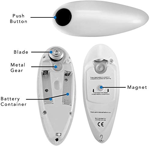 Portable One Touch Automatic Electric Can Tin+ Free Bottle Jar Grip Mate Opener Battery Operated Hands-Free for Seniors with Arthritis Eliminate Hand Pain HelpPrevent Injuries Strain