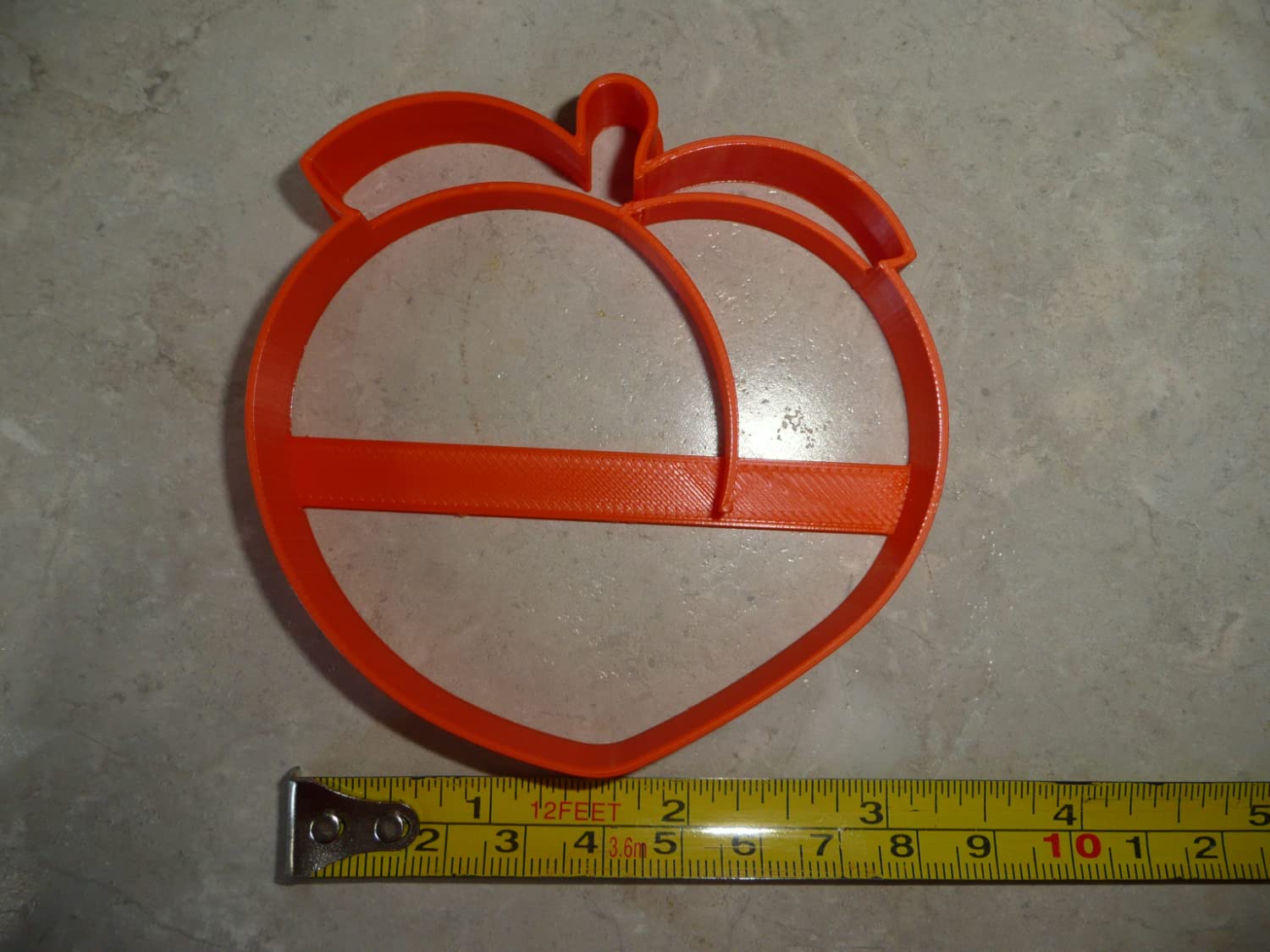 PEACH FRUIT JUICY FOOD DETAILED WITH STEM LEAVES COOKIE CUTTER MADE IN USA PR4855