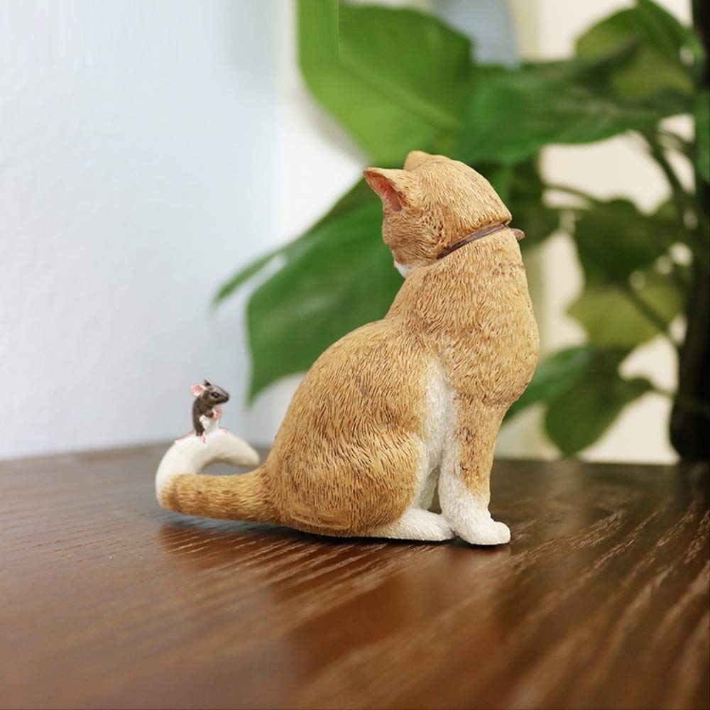 LEYAR Home Decoration Statue Figurines Ornament Garden Statue,Tiger Spotted Art Sculpture Simulated Cat Figurine Cat and Mouse Ornaments Resin Crafts