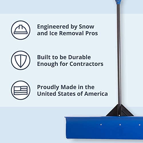 The Snowcaster 48 Inch Snow Pusher & Barn Shovel 48UPH | Heavy Duty 48β X 9.5β Polyethylene Blade | Snow Removal - Driveway, Doorway, Sidewalks | Commercial & Residential β Blue