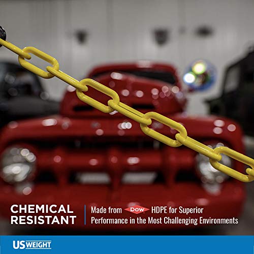 US Weight (Made in USA) 2 inch x 100 feet' White Plastic Safety Chain ft. SunShield UV Resistant Technology