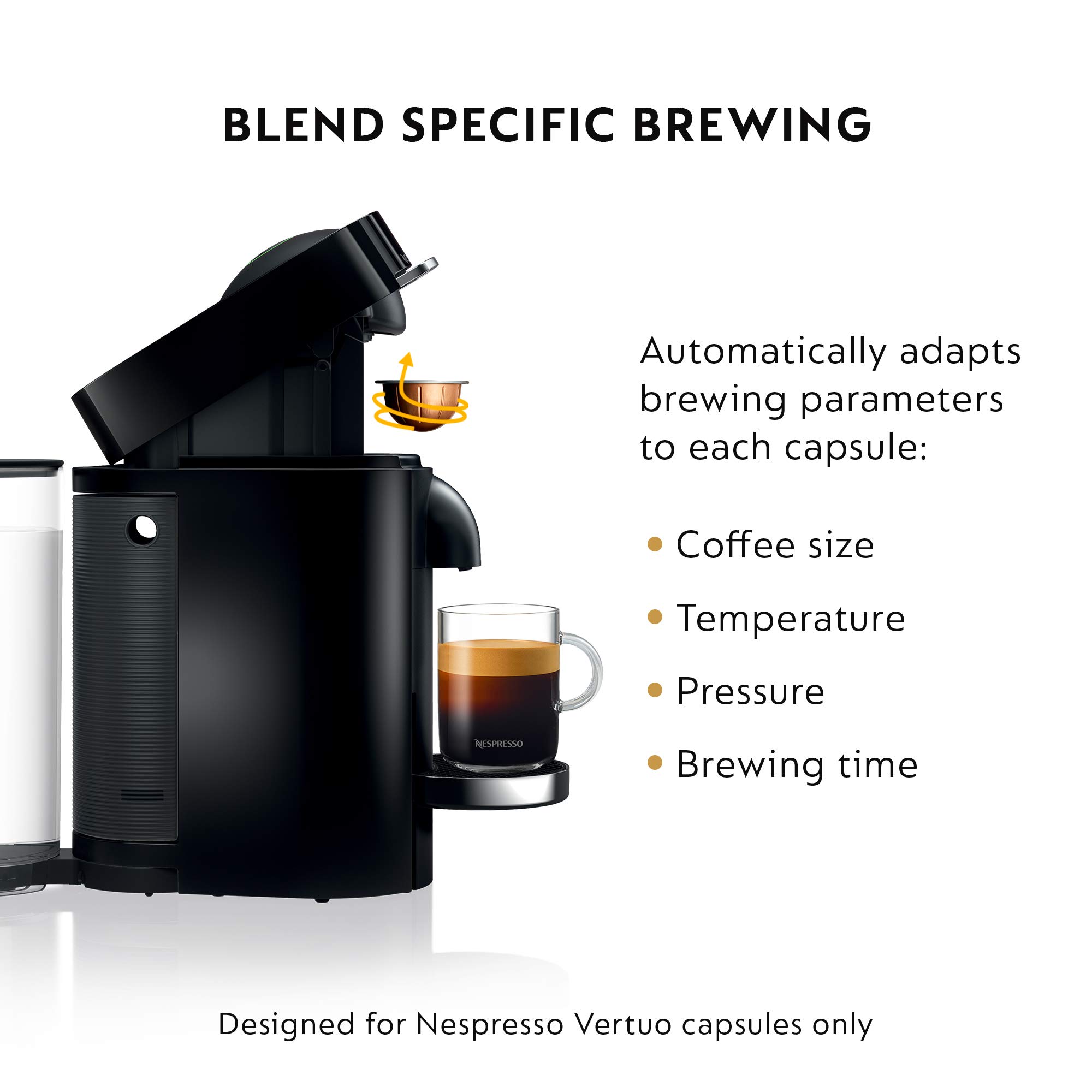 Nespresso VertuoPlus Deluxe Coffee and Espresso Machine by De'Longhi, Piano Black