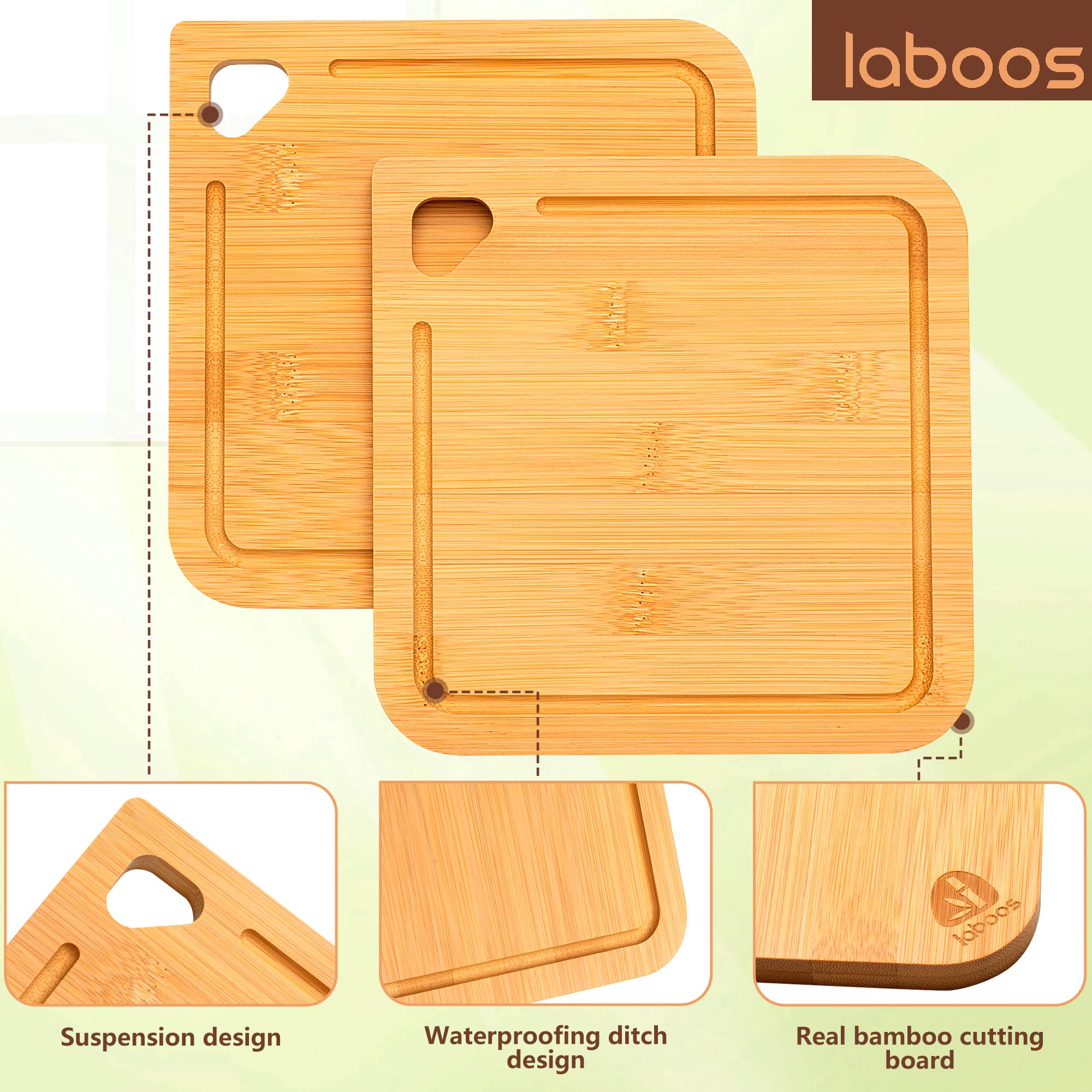 Small Bamboo Wood Cutting Board With GrooveIMini Lightweight Wooden Cutting Board For Baby infant dormitoryISet of 2