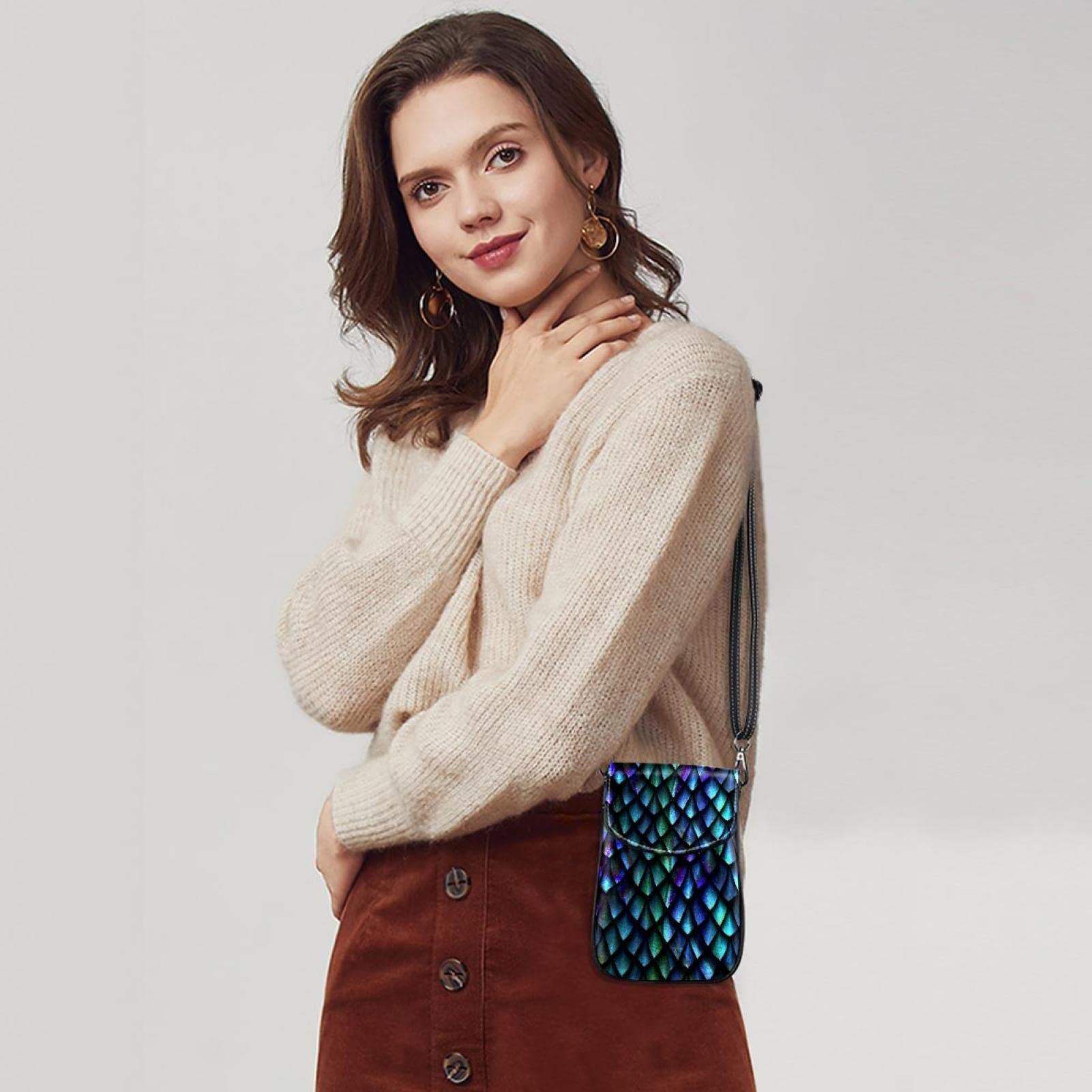 Small Crossbody Cell Phone Purse for Women,dragon scales pattern,Cellphone Bags Handbags Shoulder Bag Purse
