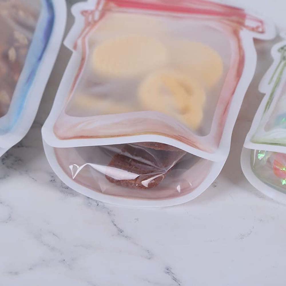 Reusable Mason Bottle Ziplock Bags, 10/20/40/80mason jar ziplock bags, Food Storage Fresh and Leak Proof Bags for Kitchen Camping Picnic Organizer (10Pcs)