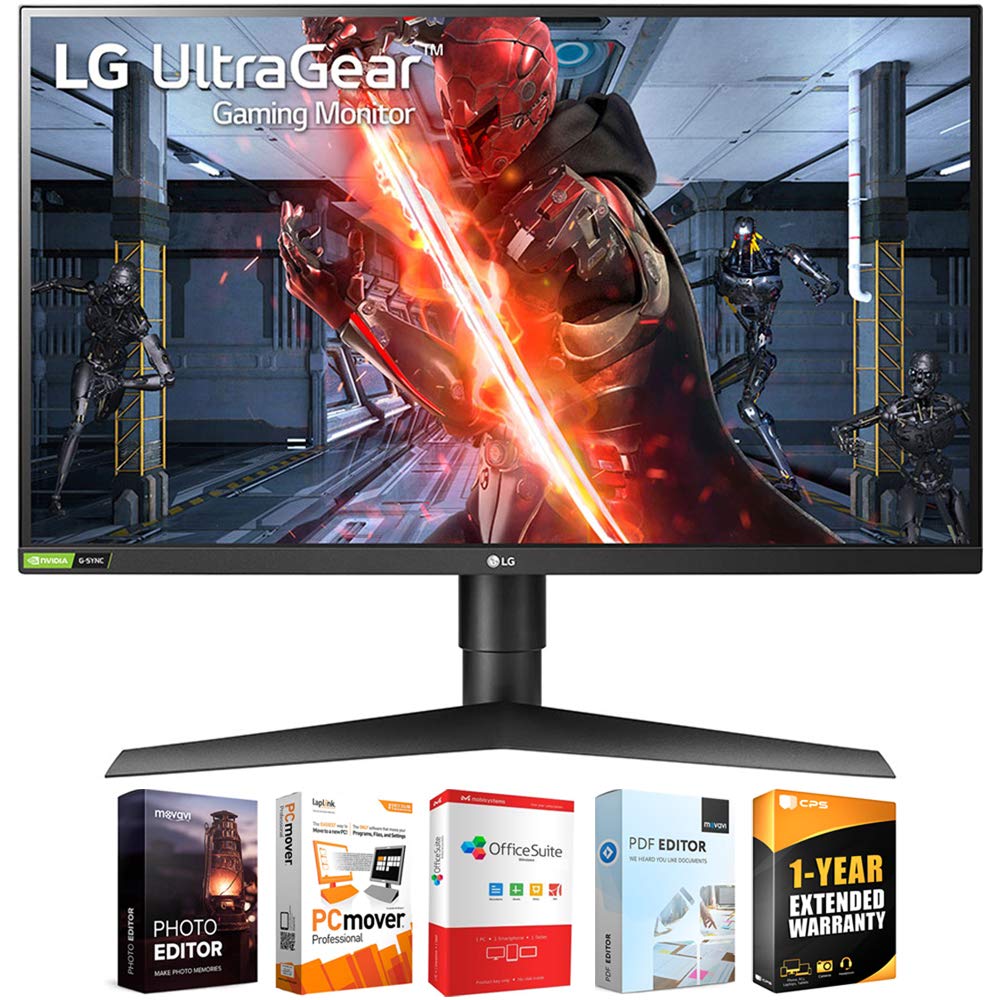 LG 27GN750-B 27 inch Ultragear FHD IPS 1ms 240Hz HDR 10 Gaming Monitor Bundle with 1 YR CPS Enhanced Protection Pack and Elite Suite 18 Standard Editing Software Bundle