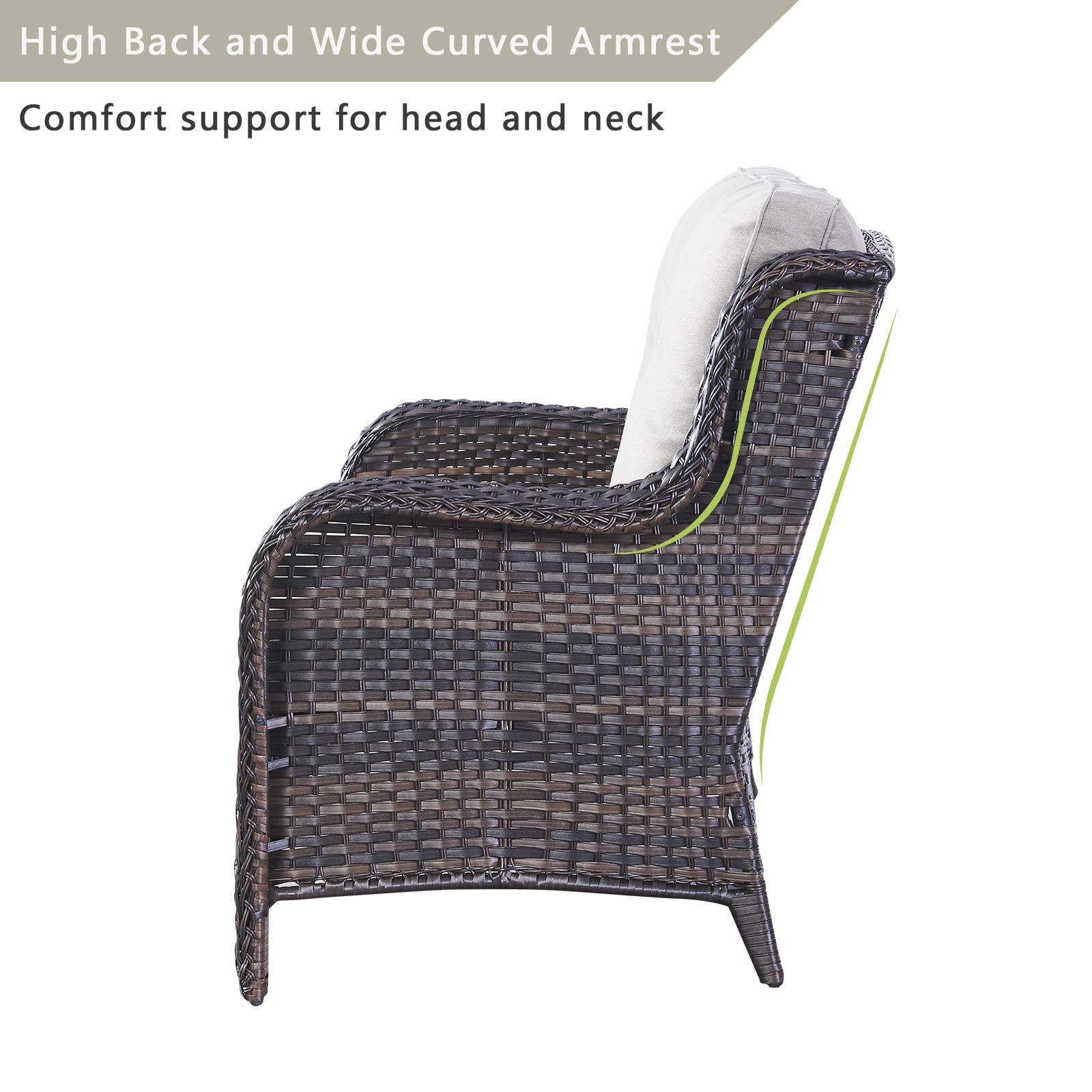 Rilyson Outdoor Patio Couch Wicker Sofa - 3 Seater Rattan Sofa for Outside Patio Garden Porch with Deep Seating and Cushions(Brown/Blue)