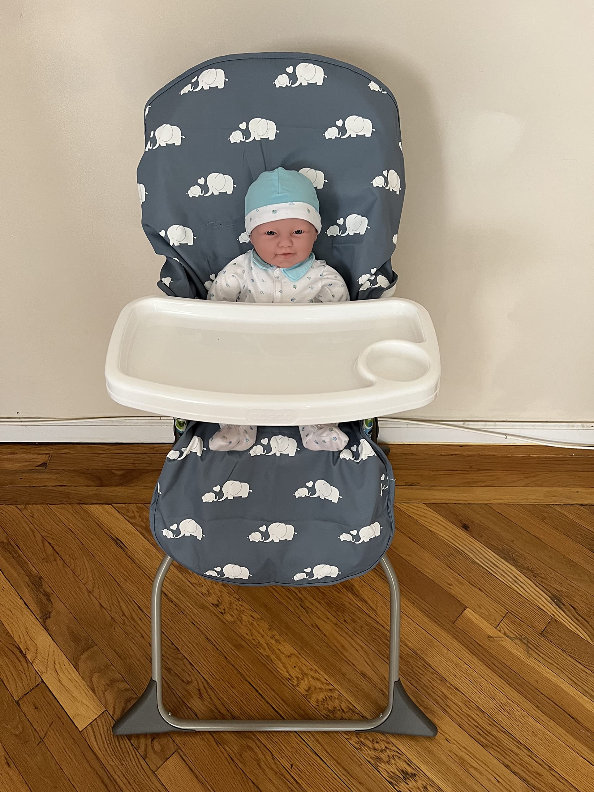 SEALOVESFLOWER Blue Elephants Water Resistant High Chair Cover Pad/High Chair Cover