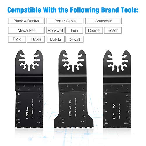Powerextra 50 Pack Bi-Metal Wood/Metal Oscillating Saw Blades Universal Quick Release Multitool Tool Blade Japan Tooth for Bosch, Craftsman, DeWalt, Dremel, FEIN, Ridgid, TCH, Makita, Milwaukee