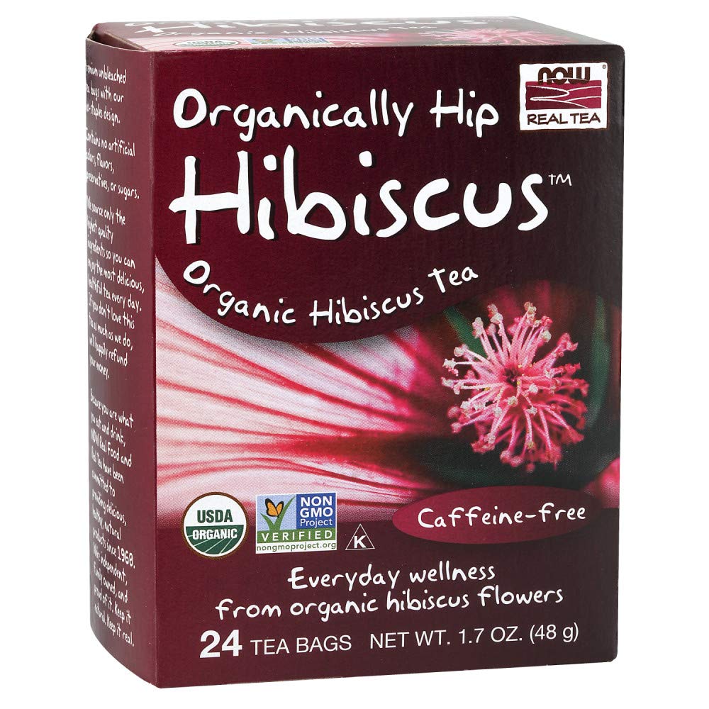 NOW Foods Organically Hip Hibiscus Tea, 24 Tea Bag (2 Pack)