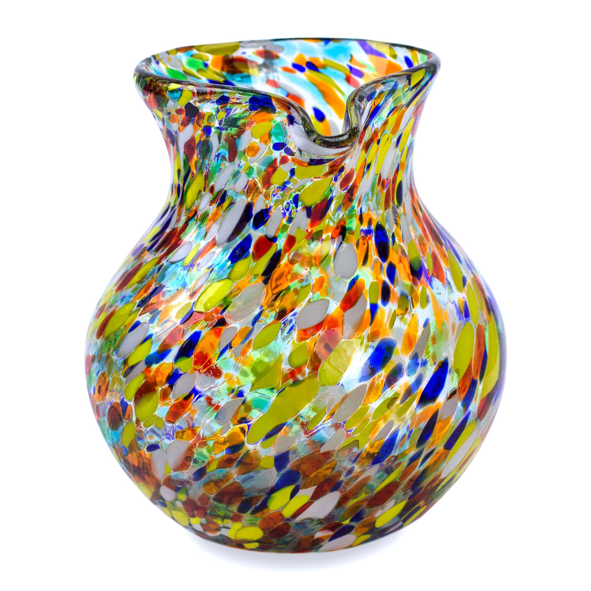 NOVICA Artisan Crafted Multicolor Hand Blown Recycled Glass Pitcher From Mexico 'Confetti' (71 Oz)