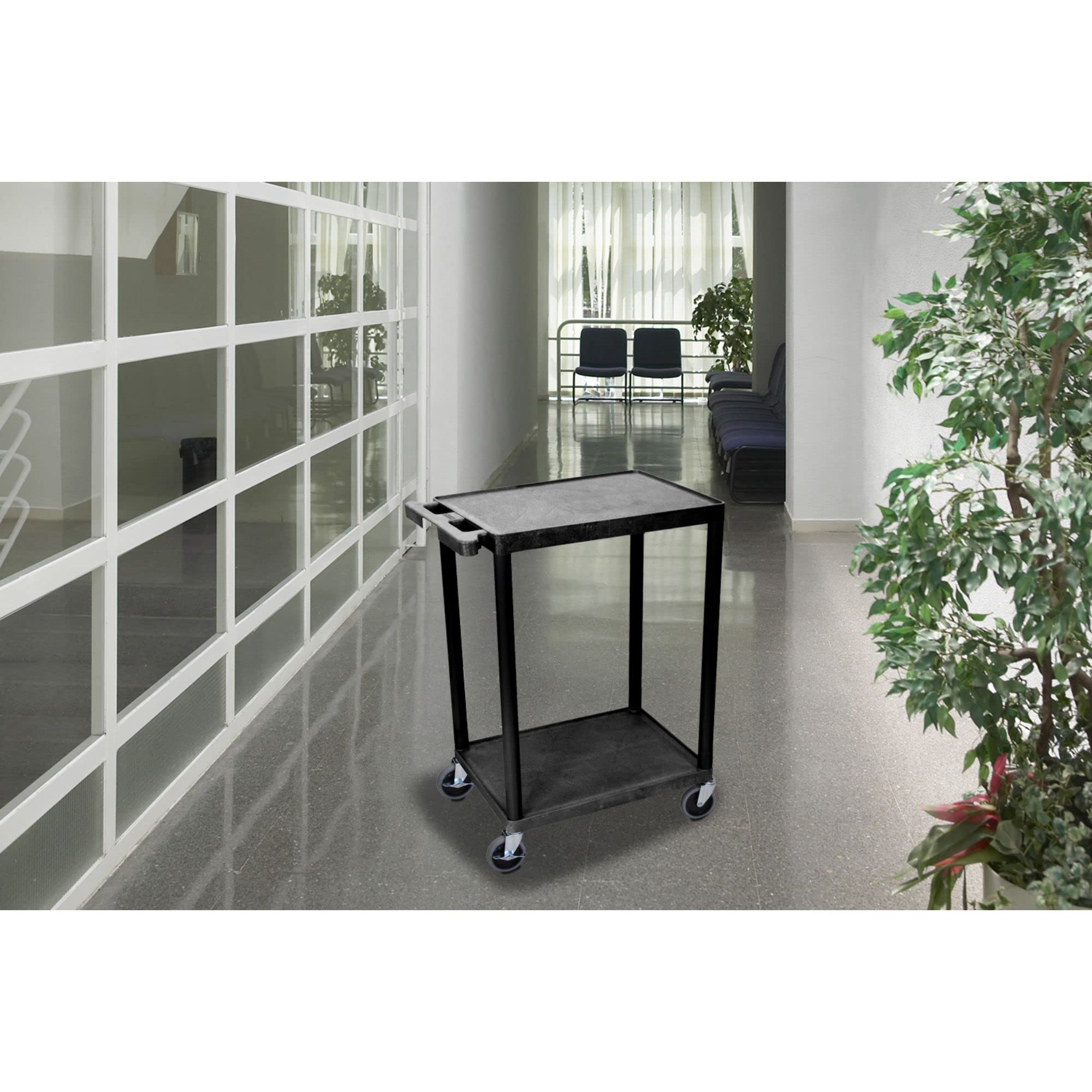 Luxor Multipurpose Utility Cart with 2 Shelf - Black