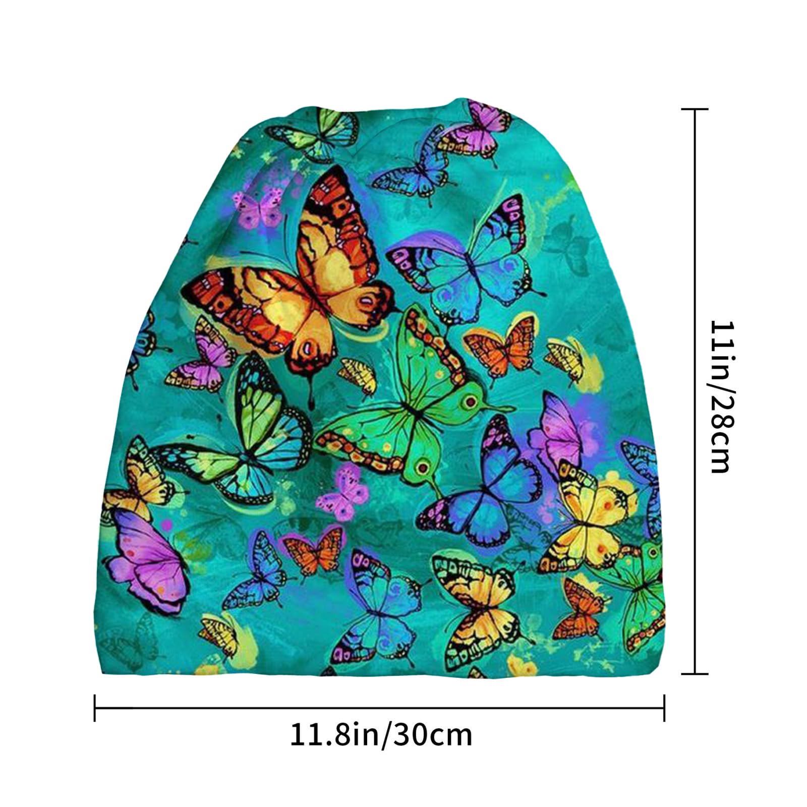 Rainbow Butterfly Beanie Chemo Hat Cancer Headwear Skull Hat Knitted Hat Scarf Nightcap Skull Cap for Women Men
