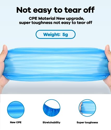 Shoe Covers Disposable -100 Pack(50 Pairs) Disposable Shoe & Boot Covers Waterproof Slip Resistant Shoe Booties, Durable Boot & Shoes Cover, One Size Fits All (CPE Plastic)