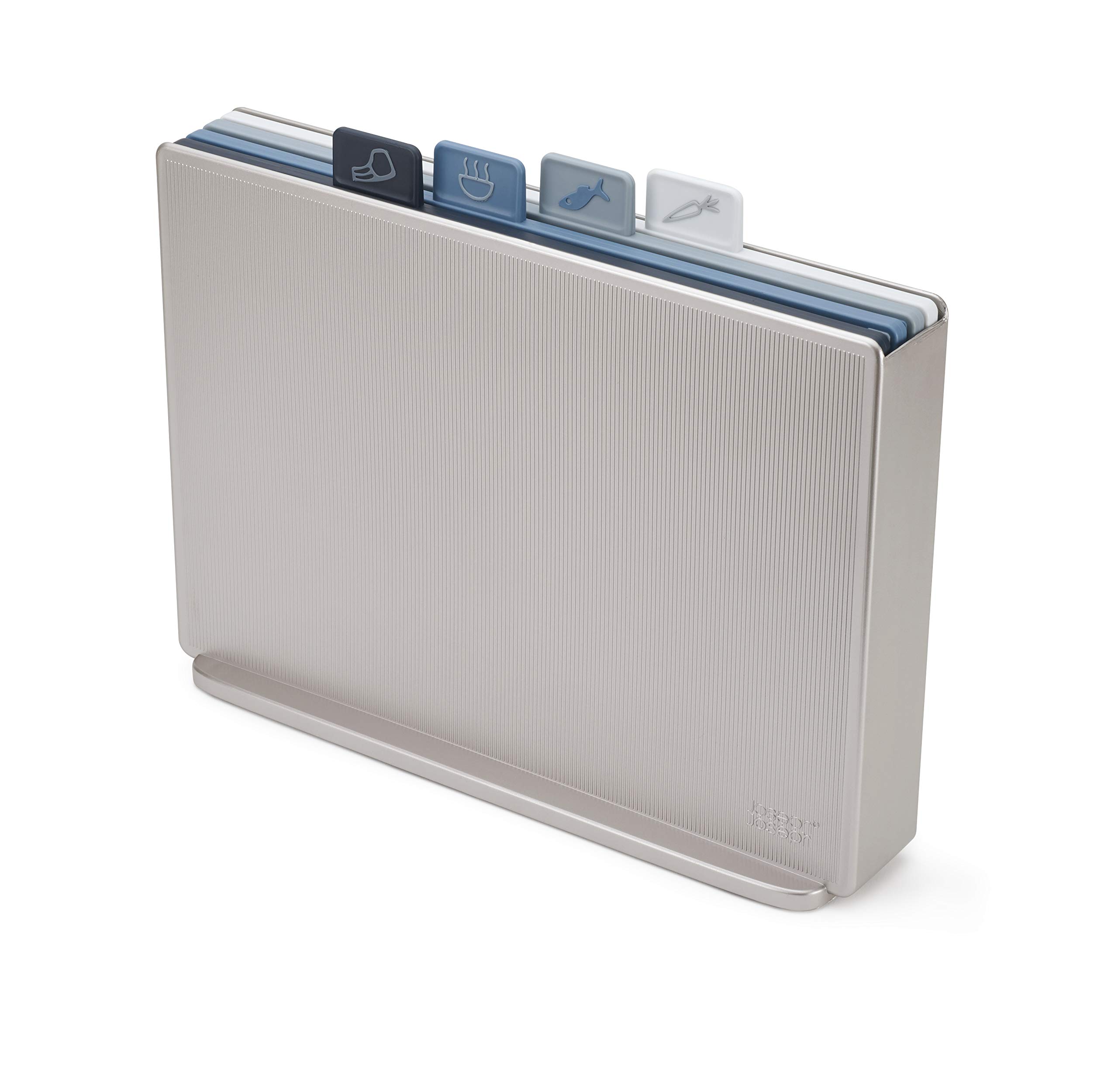 Joseph Joseph Index Plastic Cutting Board Set with Storage Case Color-Coded Dishwasher-Safe Non-Slip, Large, Sky