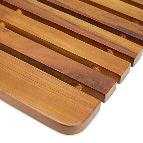 TeakCraft Teak Shower Mat, 24 Inch, Non Slip, The Troy