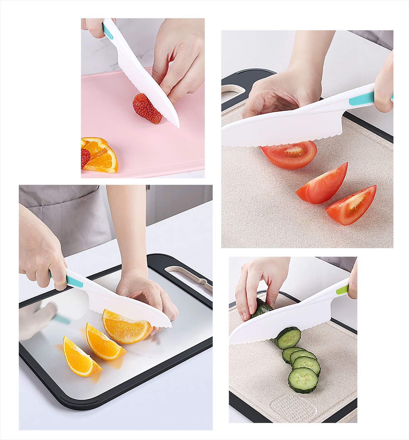 PENTA ANGEL Plastic Kitchen Knife 3Pcs Nylon Safety Cooking Baking Knives for Cutting Fruit Lettuce Salad Vegetable Cake Bread(Mixed Color)