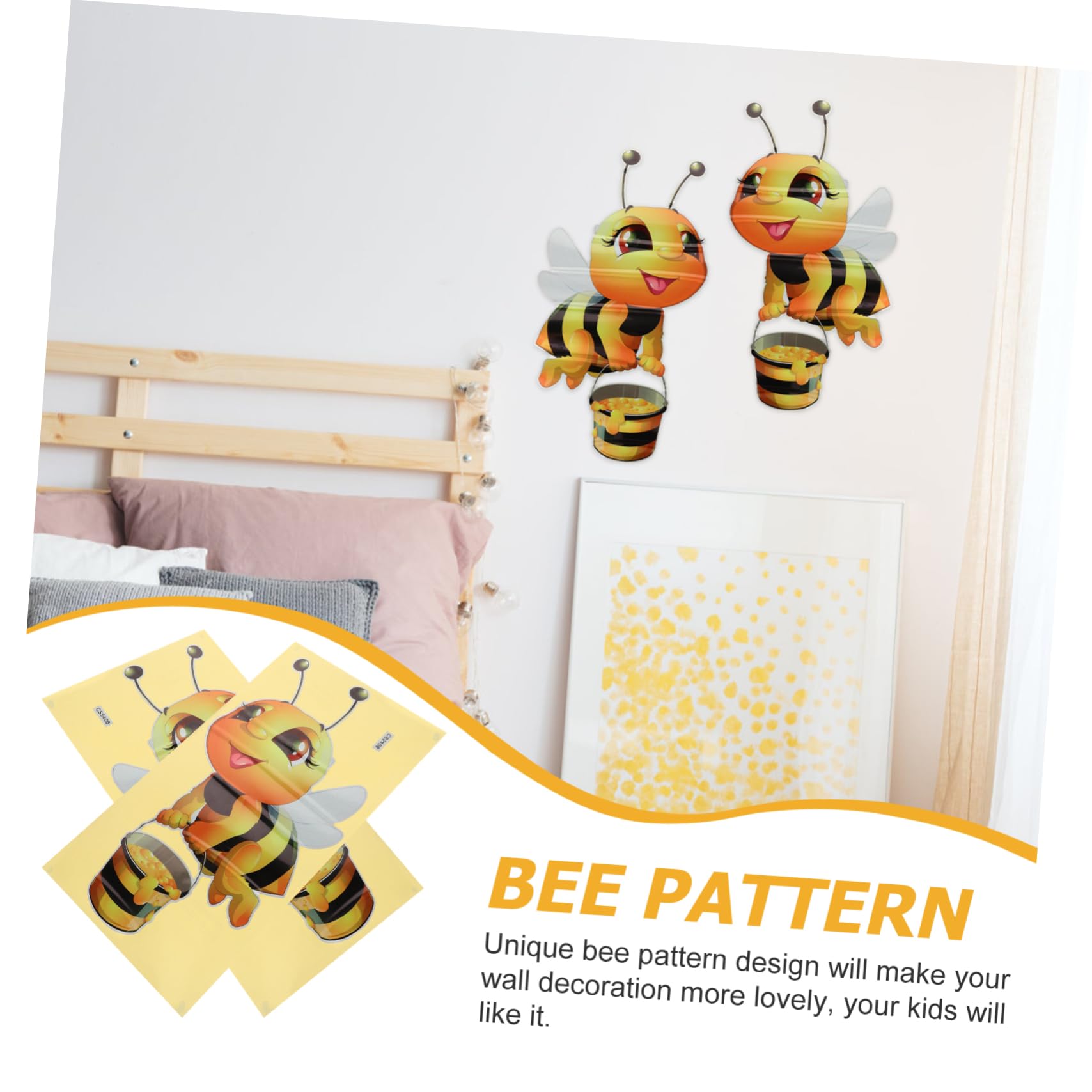 Toddmomy 2Pcs Bee Wall Stickers Bumblebee Decor Removable Mural Decals Honey Bee Clings for Kids Bedroom Nursery Playroom Decorations