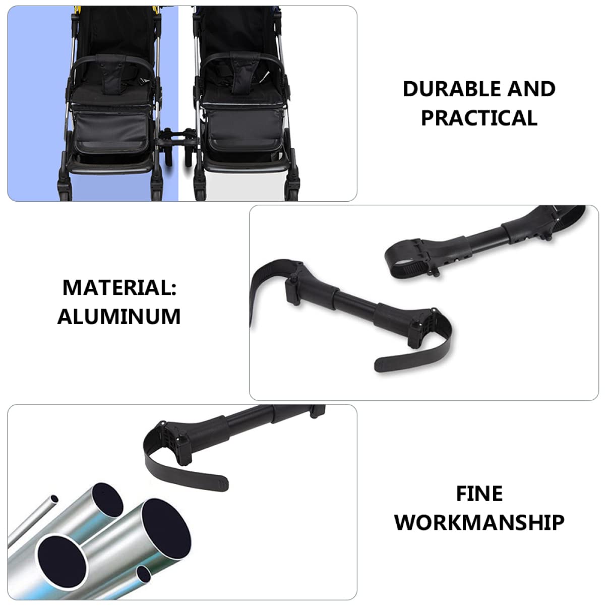 Toddmomy 2pcs Stroller Two Babies Professional Connector A Connectors Baby Outdoor Aluminum Accessory Prams Single Become for Double Ster Use Universal Sters Twin
