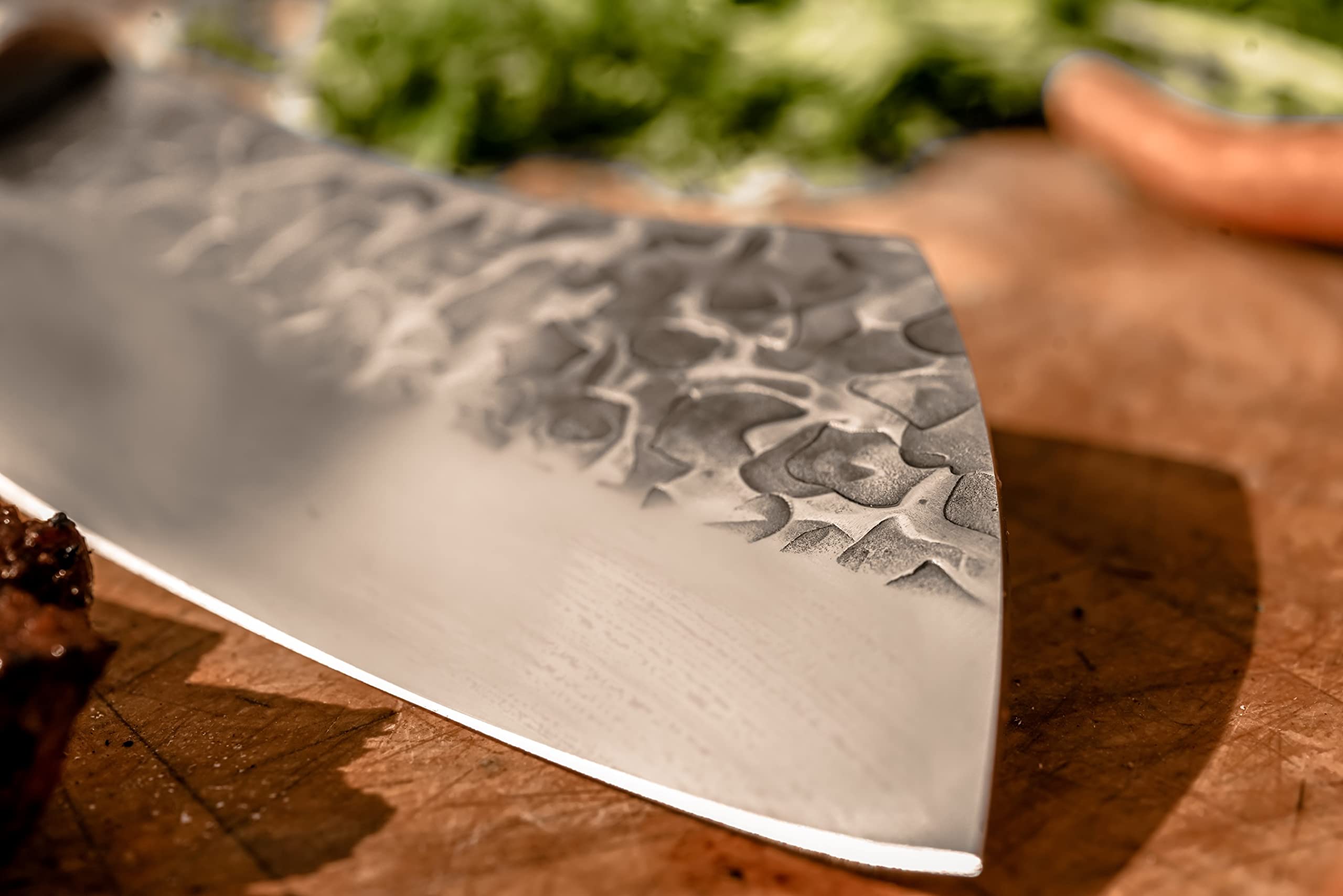 Norse Tradesman Chef & Cleaver Hybrid Knife - 7.5" Razor Sharp Kitchen Knife β Genuine Cowbone Accented Handle with Celtic Knot Engravings β Artisan Forged