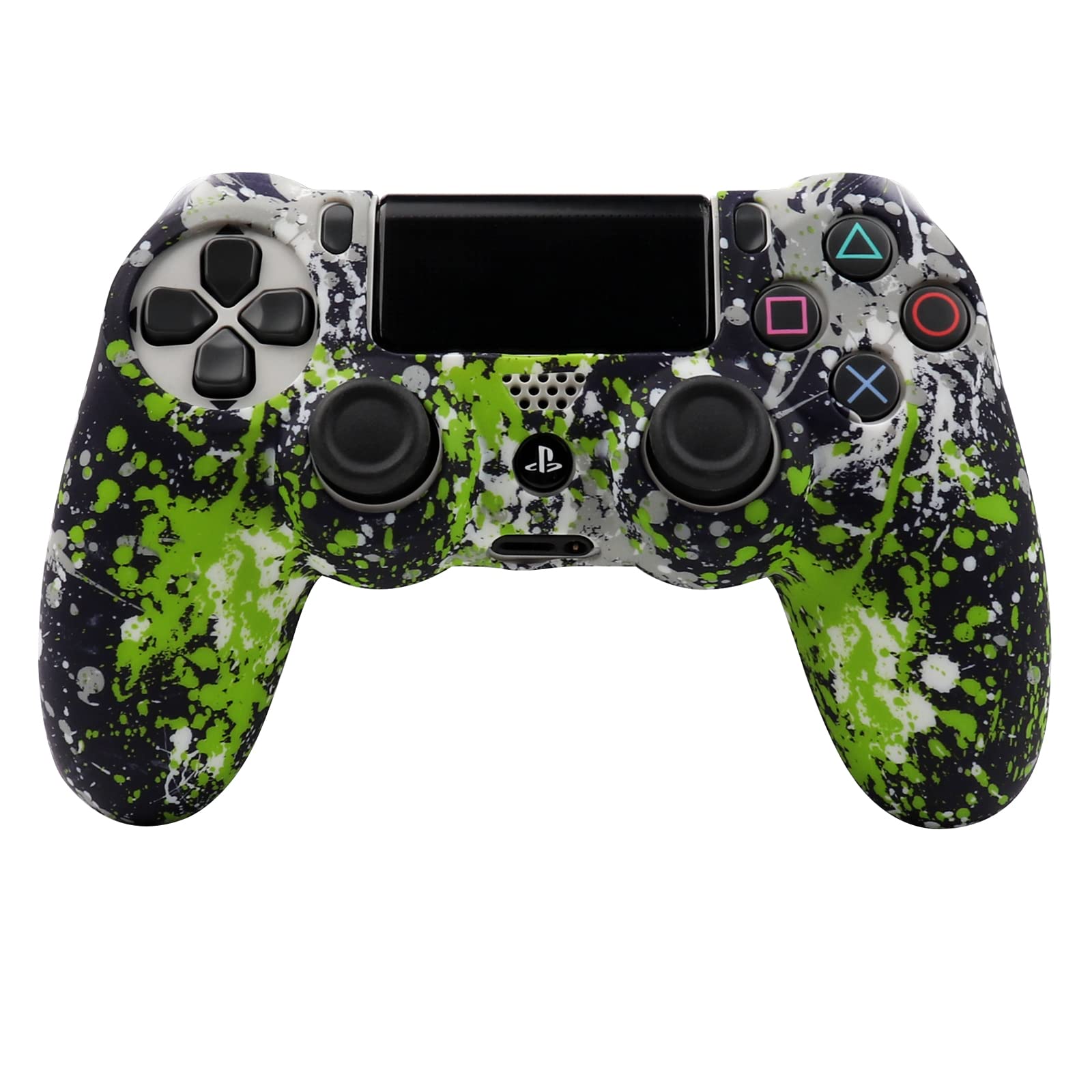 RALAN Anti-Slip Controller Cover for PS4, Silicone Skin Controller Controller Compatible for PS4 /PS4 Slim/PS4 Pro Controller (Black Pro Thumb Grip x 8,Cat + Skull Cap Cover Grip x 2)