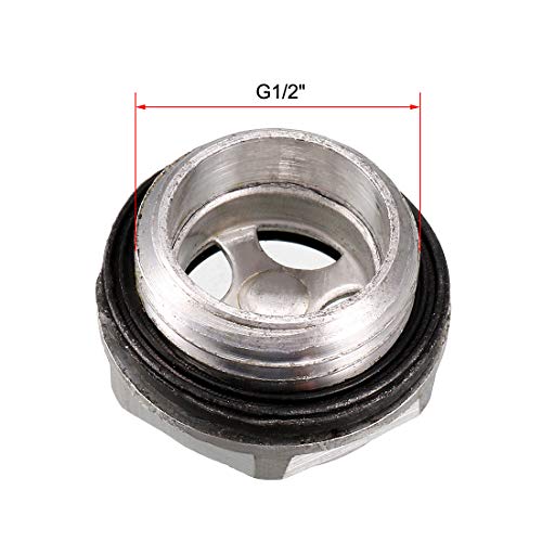 uxcell Oil Liquid Level Gauge Sight Glass G1/2 Male Threaded Aluminum Alloy Air Compressor Fittings with O-ring