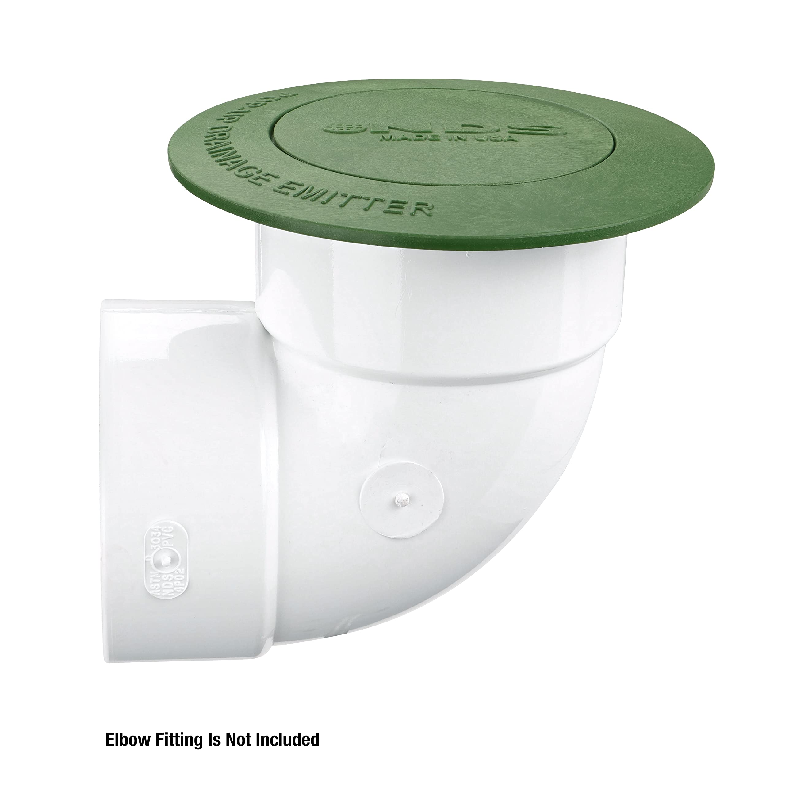 NDS 420C Pop-Up Drainage Emitter & 430 Pop-Up Drainage Emitter with Elbow and Adapter for 3 in. & 4 in. Drain Pipes, Works with Drainage Systems Including Catch basins, Green Plastic