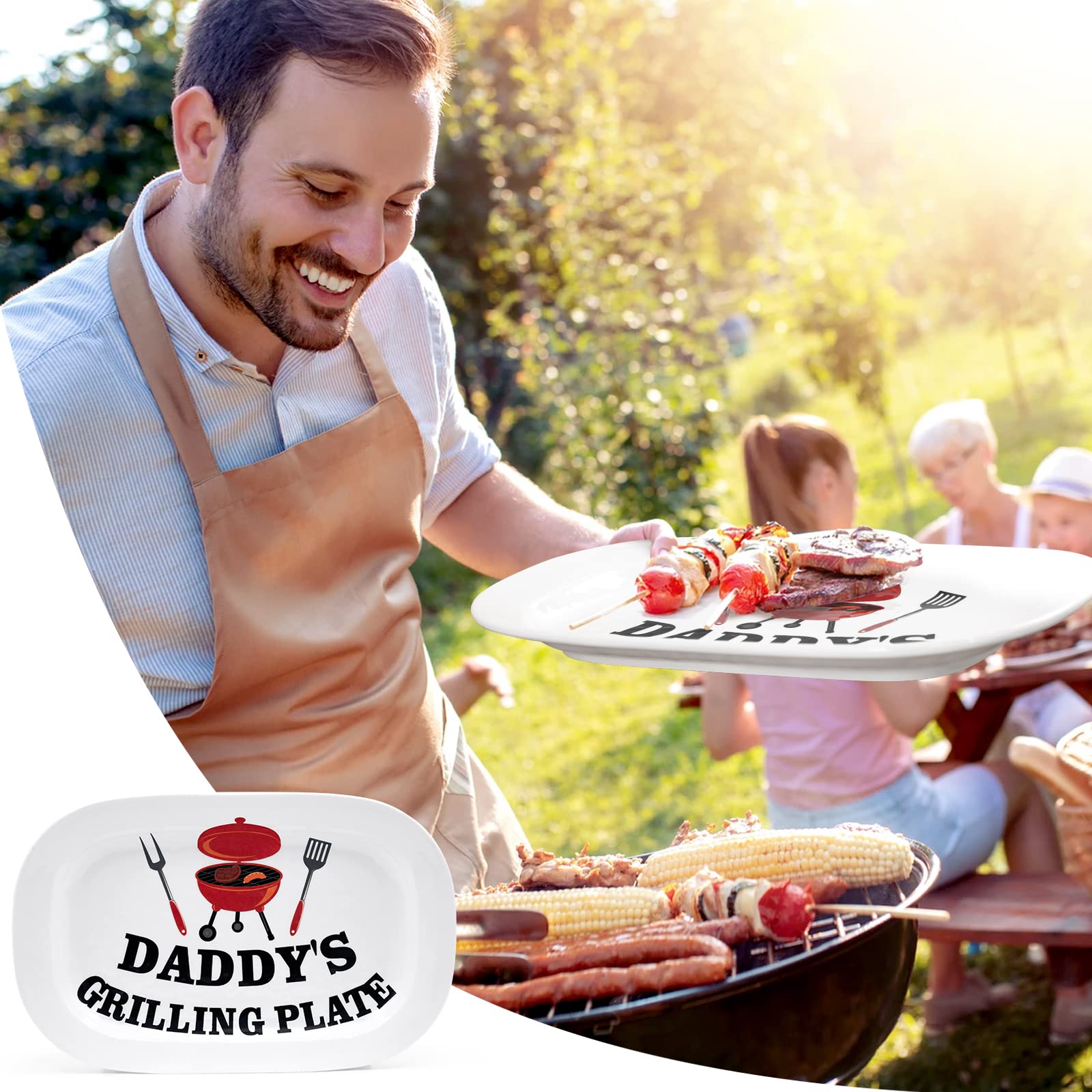 Nefelibata BBQ Daddy Grilling Platter Gift Father’s Day Barbecue Serving Tray Plate Dishes Birthday Valentine's Day Gift Ideas for Him Men Grandparent Dad Outdoor Indoor