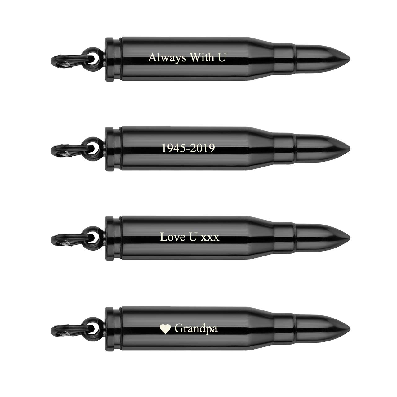 Jovivi Free Engraving - Personalized Custom Urn Necklaces for Ashes Bullet Container Stainless Steel Pendant Cremation Jewelry Memorial Keepsakes