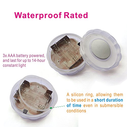 Tripop Waterproof LED Vase Light,Glass,RGB Color Changing and Batteries Operated Floral Lamp W/ Remote Control (4 Pack)