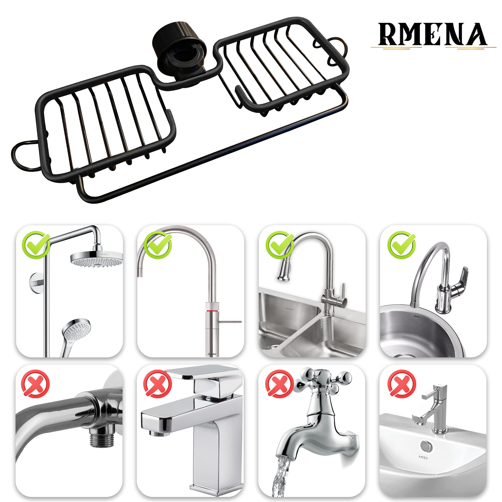 RMENA Faucet Sponge Holder Kitchen Sink Organizer β Sink Sponge Holder Faucet Drain Rack with Sponge and Cleaning Brush β Kitchen Caddy Sink Organizer for Kitchen Sink Accessories, Sponge, Dish Soap